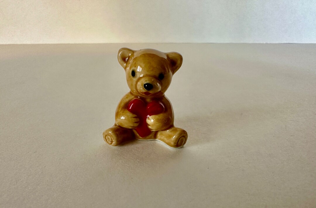 Vintage Miniature Bone China Teddy Bear With Heart - Etsy