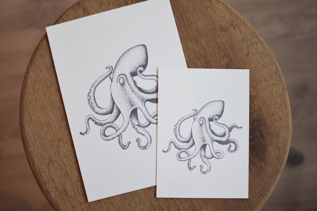 OCTOPUS Printed A5 & A6 Stippling Art - Etsy UK