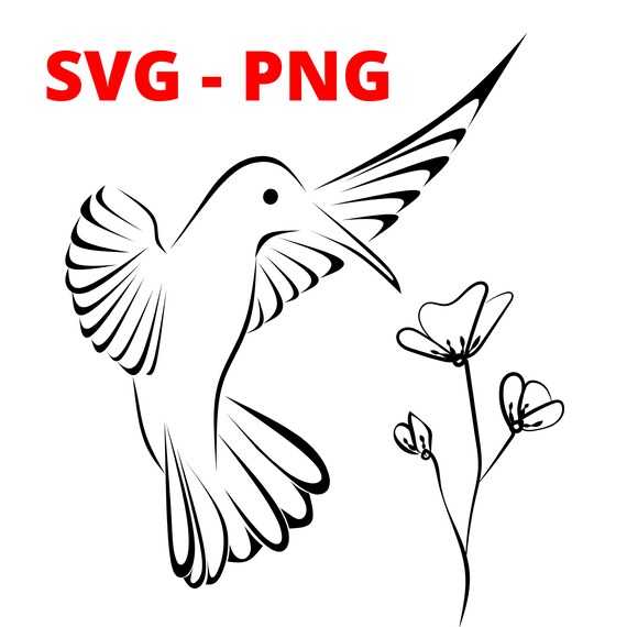 Flying Bird Around Flowers Clip Art Digital Download - Etsy