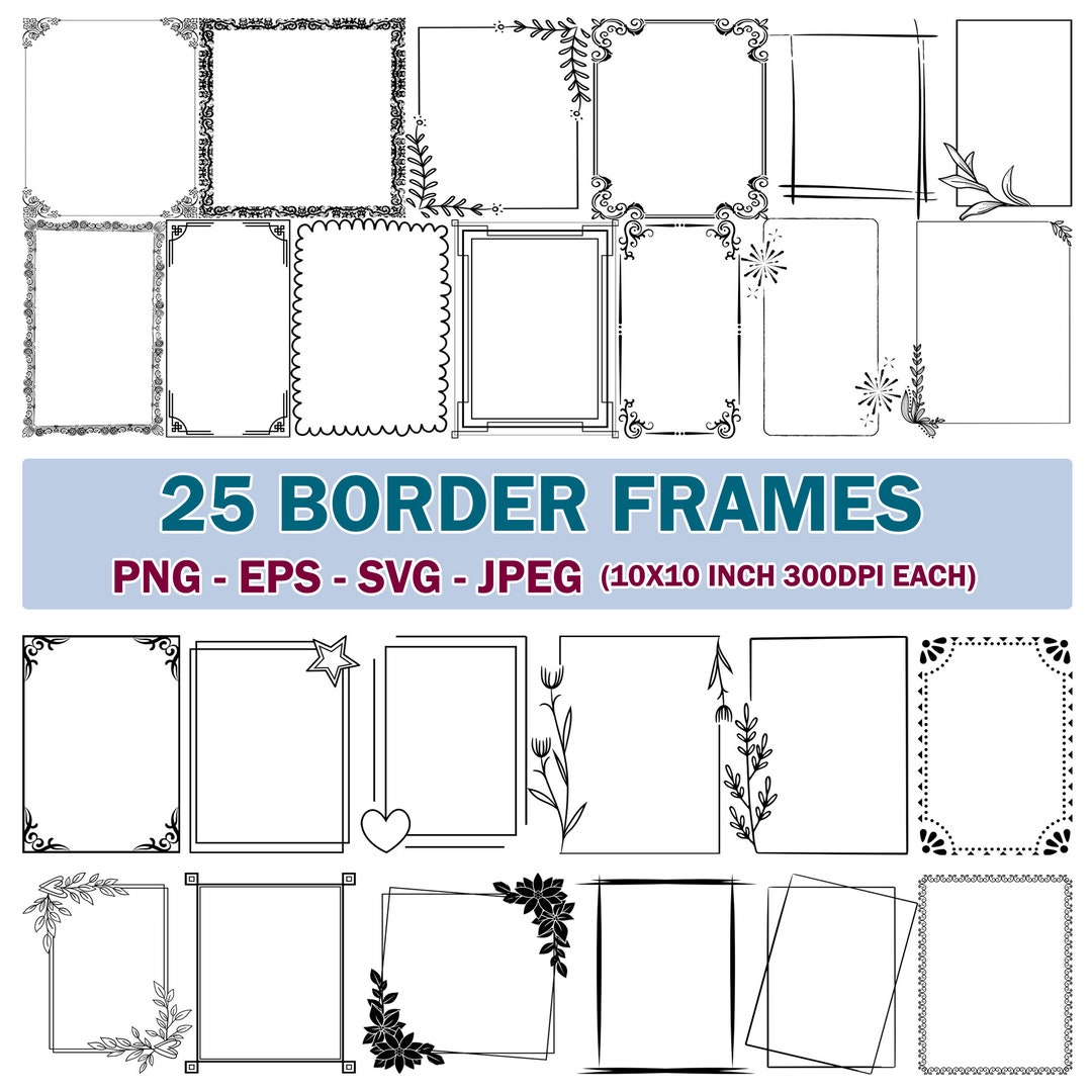 Buy Border Frames Clip Art | Page Frames SVG Bundle (digital Download ...