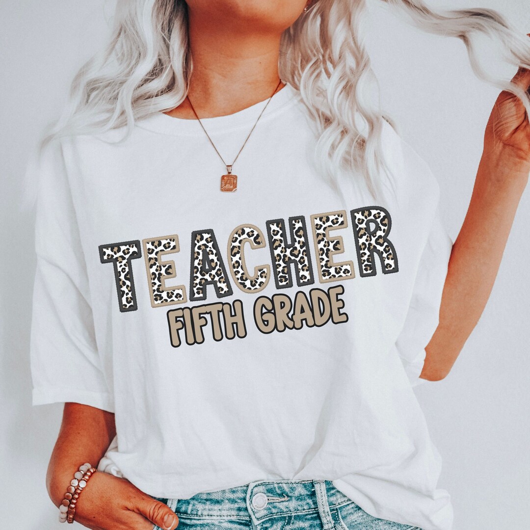 Cute Fifth Grade Teacher Shirt Retro 5th Grade Teacher Tshirt Leopard ...