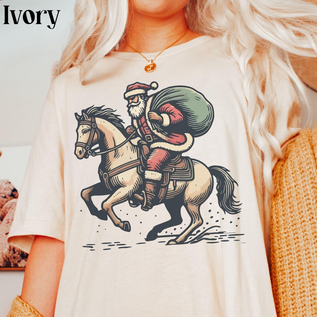 Cowboy Santa Shirt Western Christmas Tshirt Cute Cowgirl Holiday Season ...