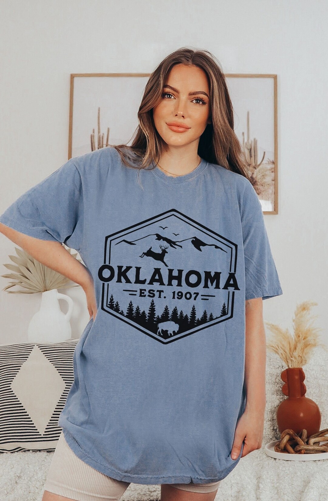 Comfort Colors Oklahoma Shirt Western Graphic Tee Chickasaw T-Shirt ...
