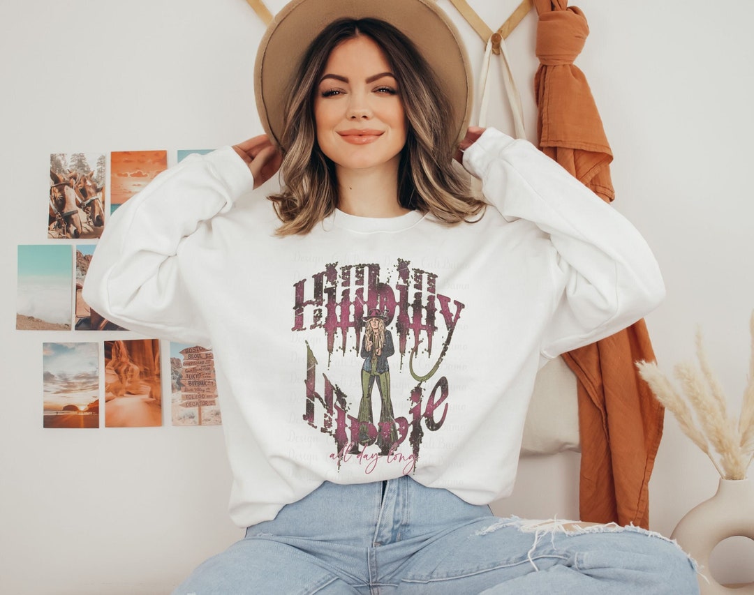 Hillbilly Hippie Sweatshirt Cute Cowgirl Country Music Sweater for ...