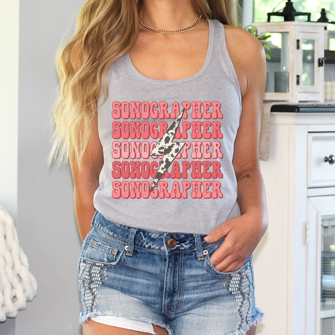 Sonographer Tank Top Cute Ultrasound Tech Racerback Retro Technologist ...