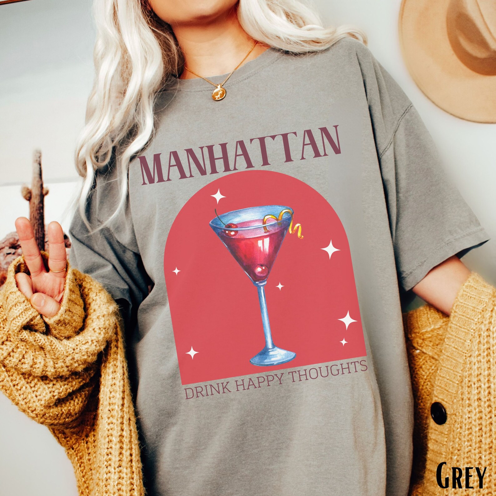 Manhattan Shirt Retro Cocktail Tshirt Funny Social Hour Girls Club Tee ...
