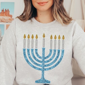 Cute Menorah Sweatshirt Preppy Jewish Sweater Trendy Israel Crewneck ...