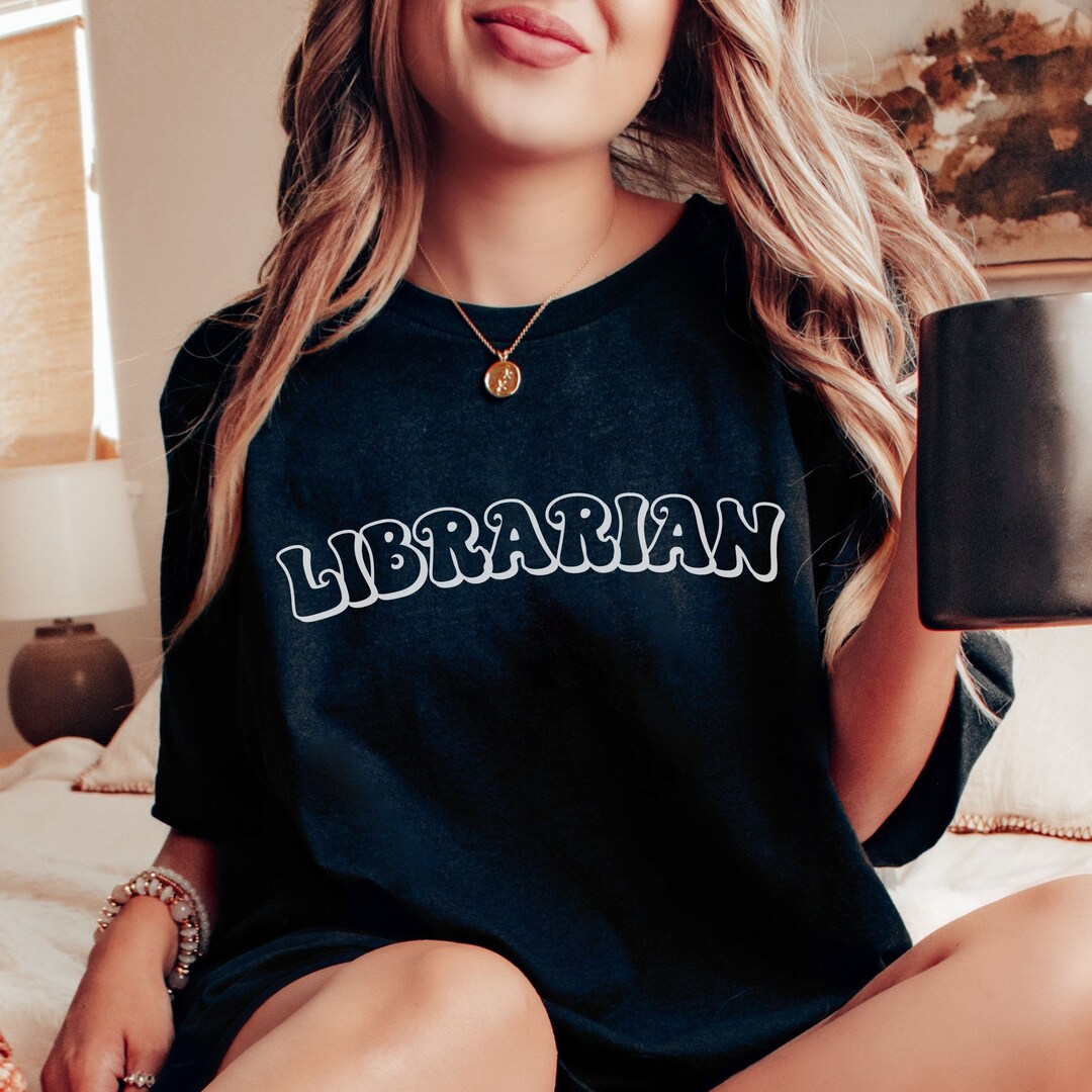Librarian Shirt Retro Library Matching Tshirts Cute Book Reader Tee ...