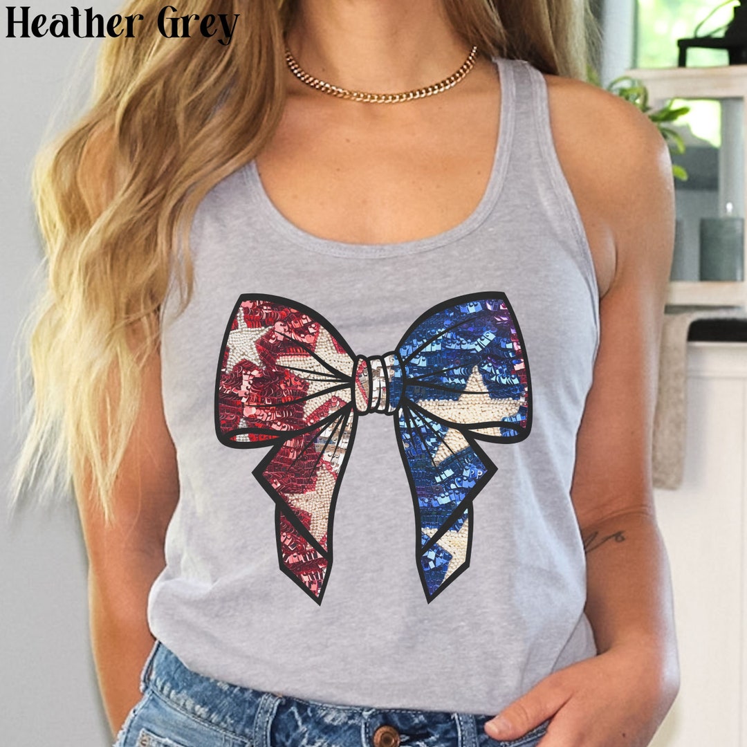 Coquette Bow Tank Top Cute 4th of July Racerback Preppy Patriotic ...