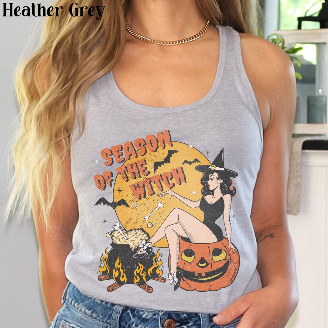 Season of the Witch Tank Top Funny Vintage Halloween Racerback Cute ...