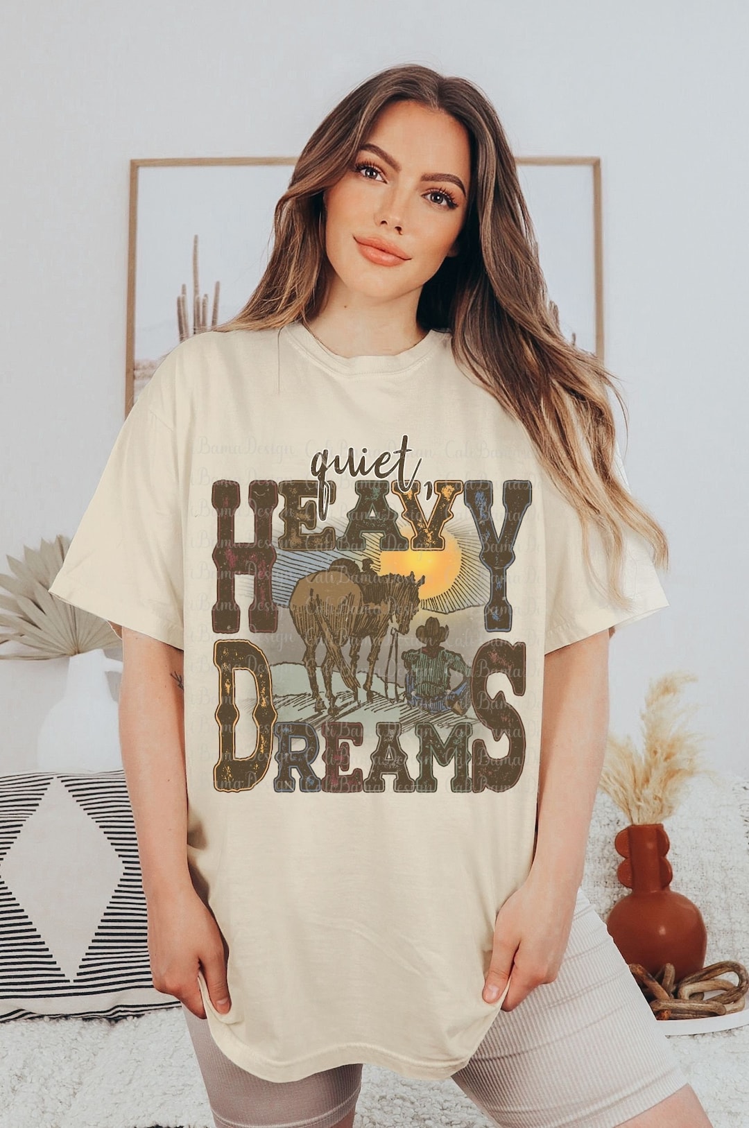 Quiet Heavy Dreams Shirt Vintage Cowboy Country Music Tshirt for ...