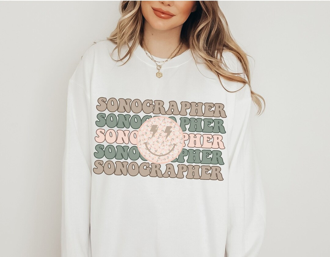 Sonographer Sweatshirt Cute Ultrasound Tech Sweater Retro Technologist ...