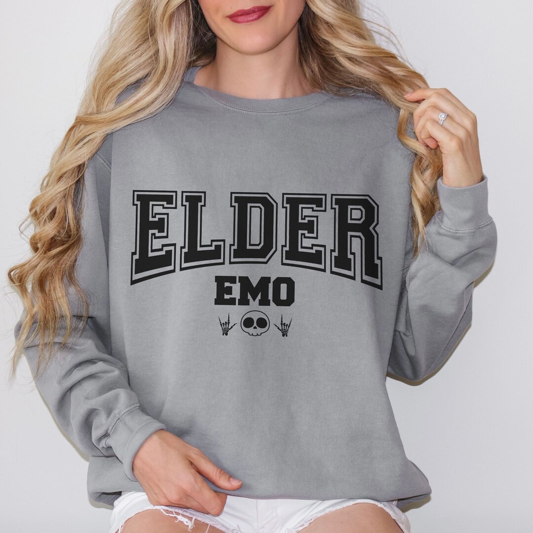 Elder Emo Sweatshirt Millennial Girl Sweater Funny Skull Crewneck for ...