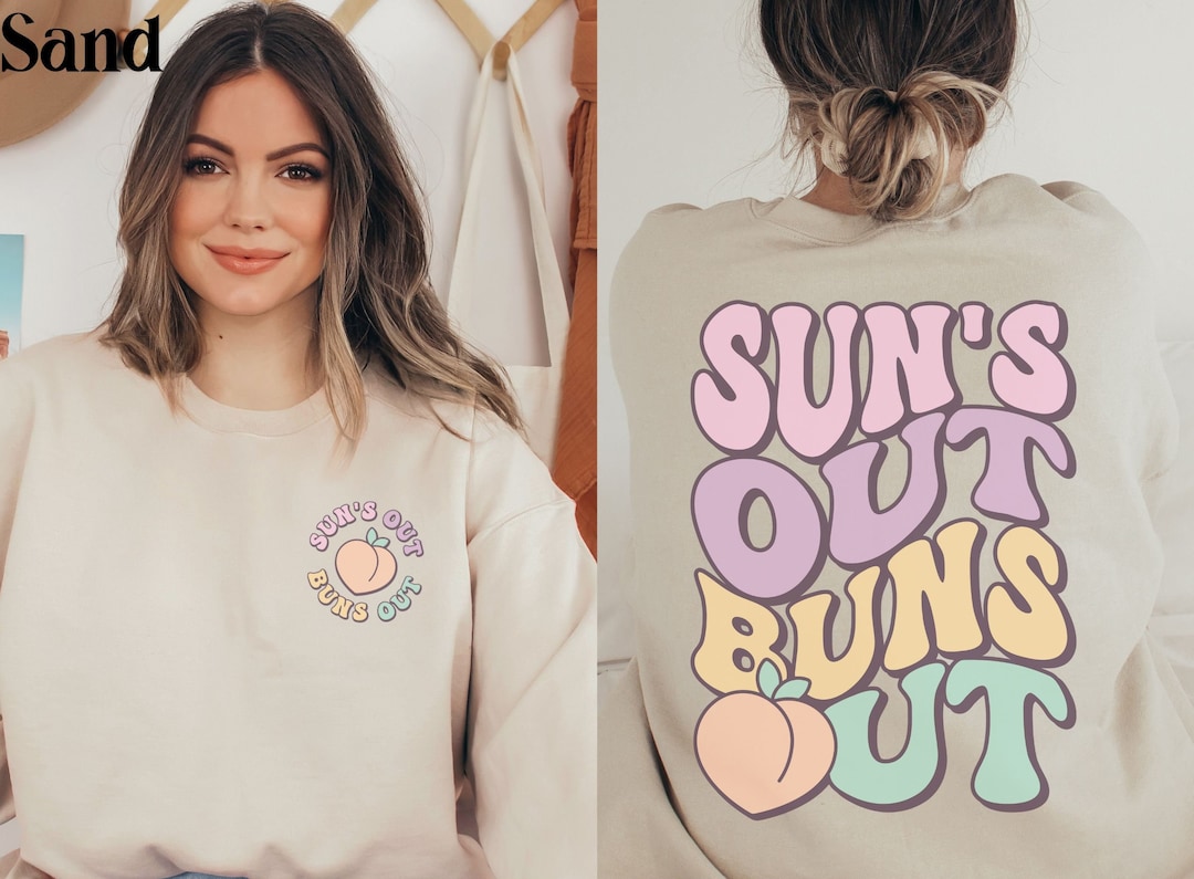 Sun's Out Buns Out Sweatshirt Cute Beachy Sweater Funny Coconut VSCO ...