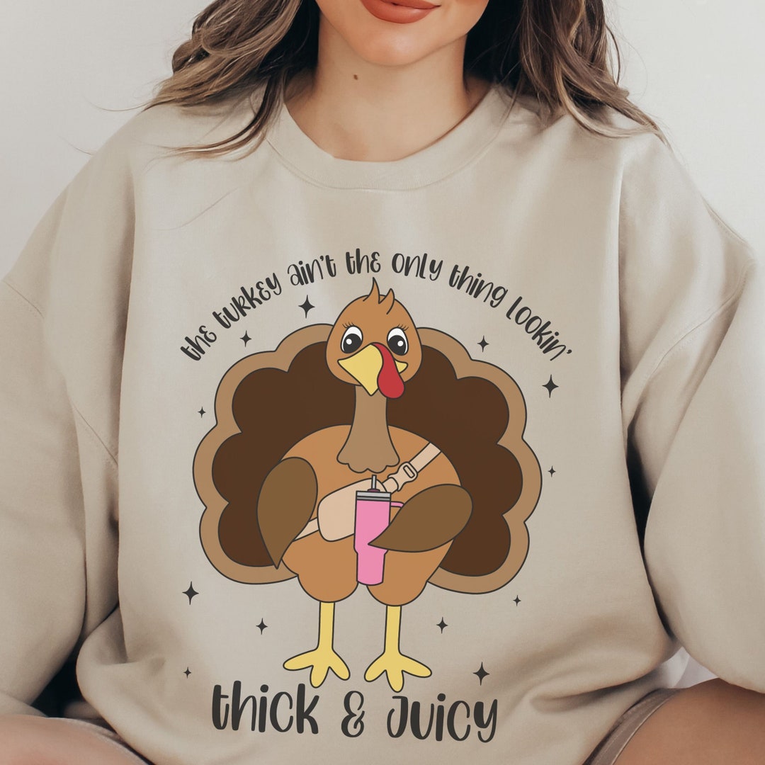 Boujee Turkey Sweatshirt Funny Thanksgiving Sweater Cute Preppy Thick ...