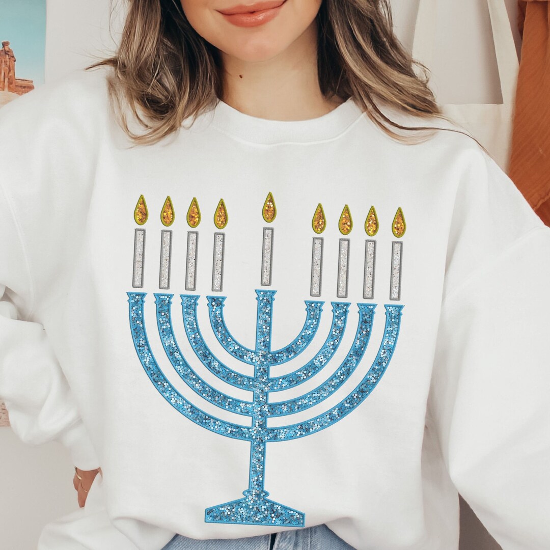 Cute Menorah Sweatshirt Preppy Jewish Sweater Trendy Israel Crewneck ...