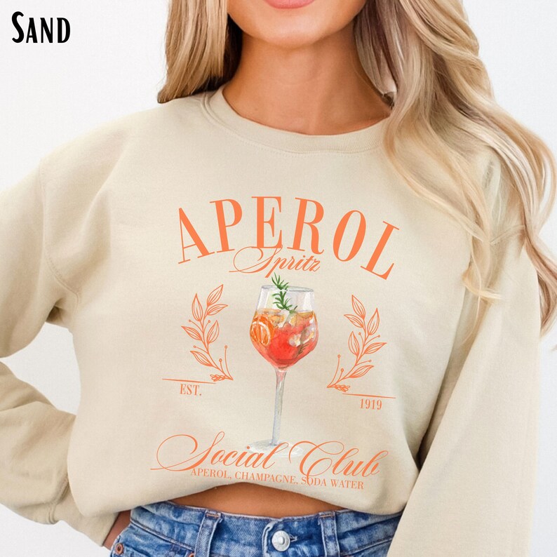 Aperol Spritz Sweatshirt Retro Cocktail Sweater Funny Social Hour Girls ...