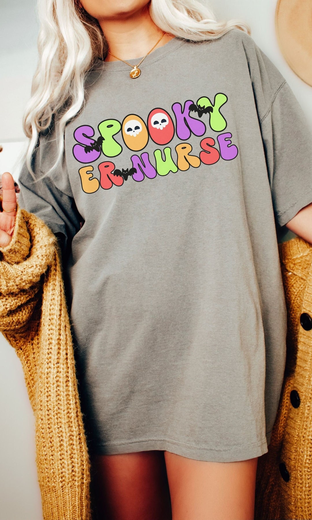 Spooky ER Nurse Shirt Spooky Nurse Oversized Tshirt Retro Emergency ...