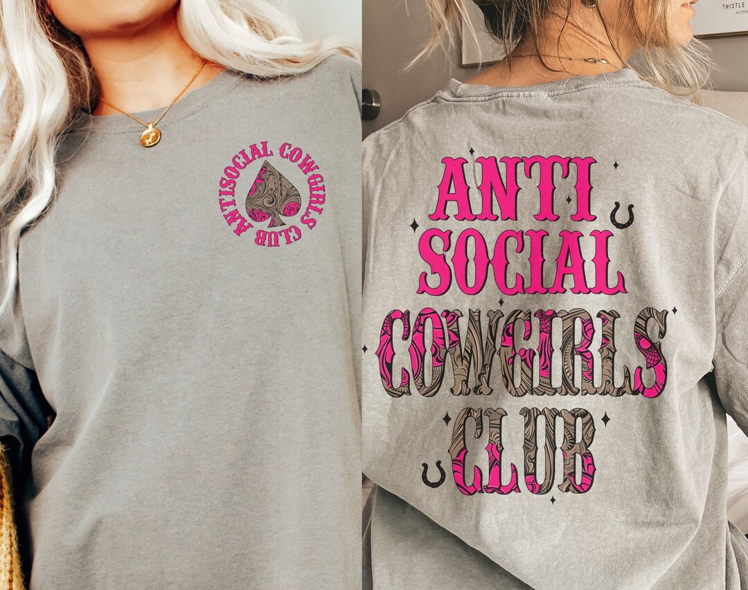 Antisocial Cowgirls Club Shirt Cute Funny Rodeo Tshirt Retro Cowboy ...