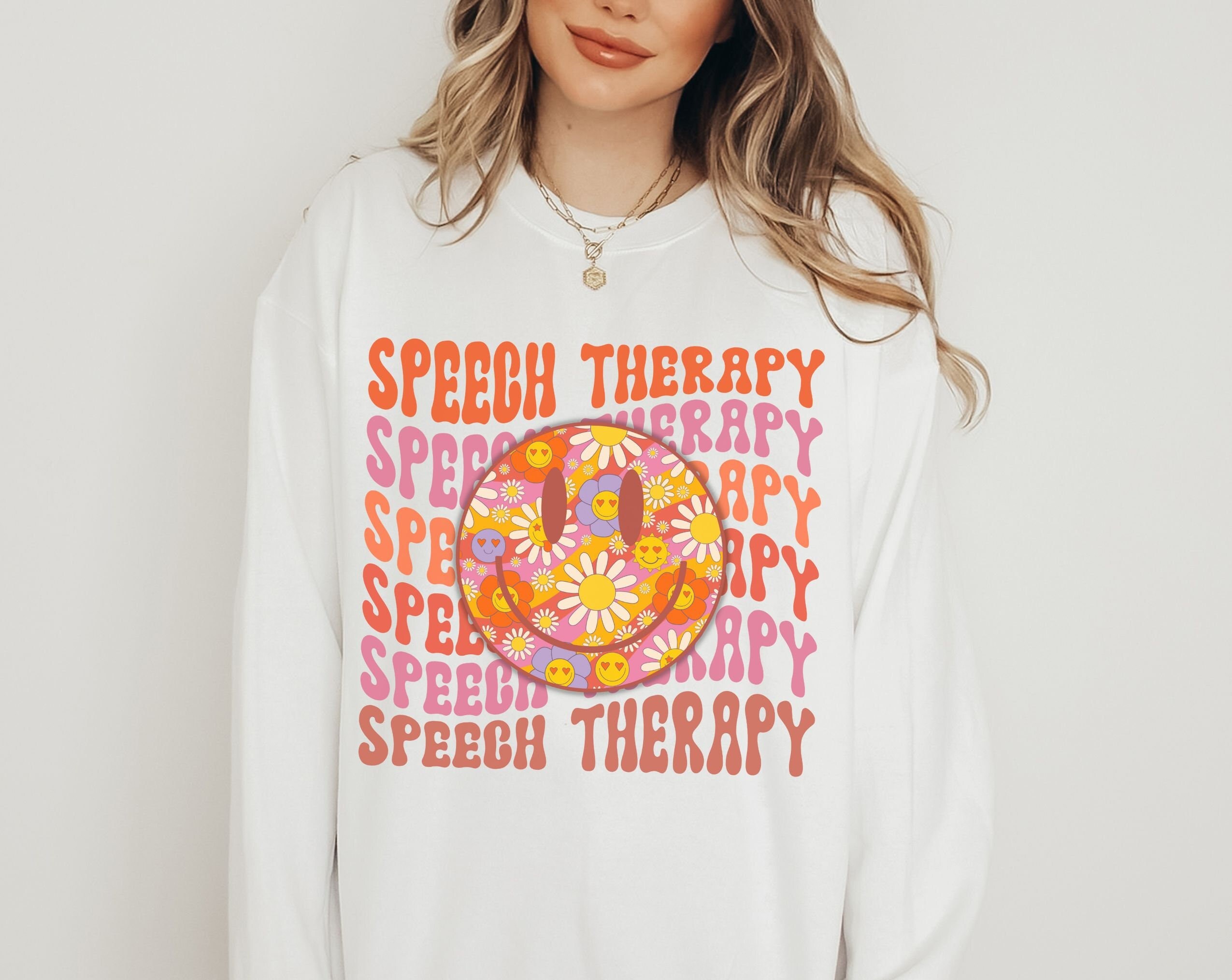 Speech Therapy Sweatshirt Retro Language Pathologist Sweater Cute SLP ...