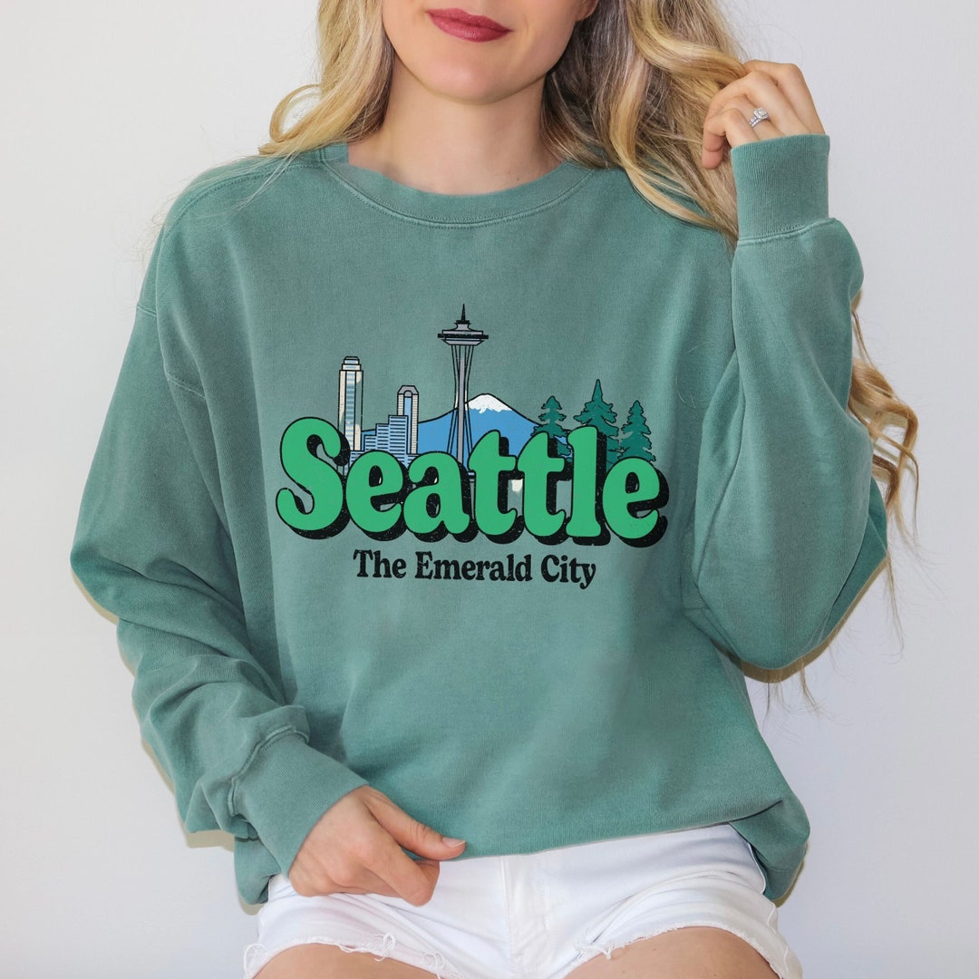 Retro Seattle Sweatshirt Cute Vintage Washington Oversized Sweater ...