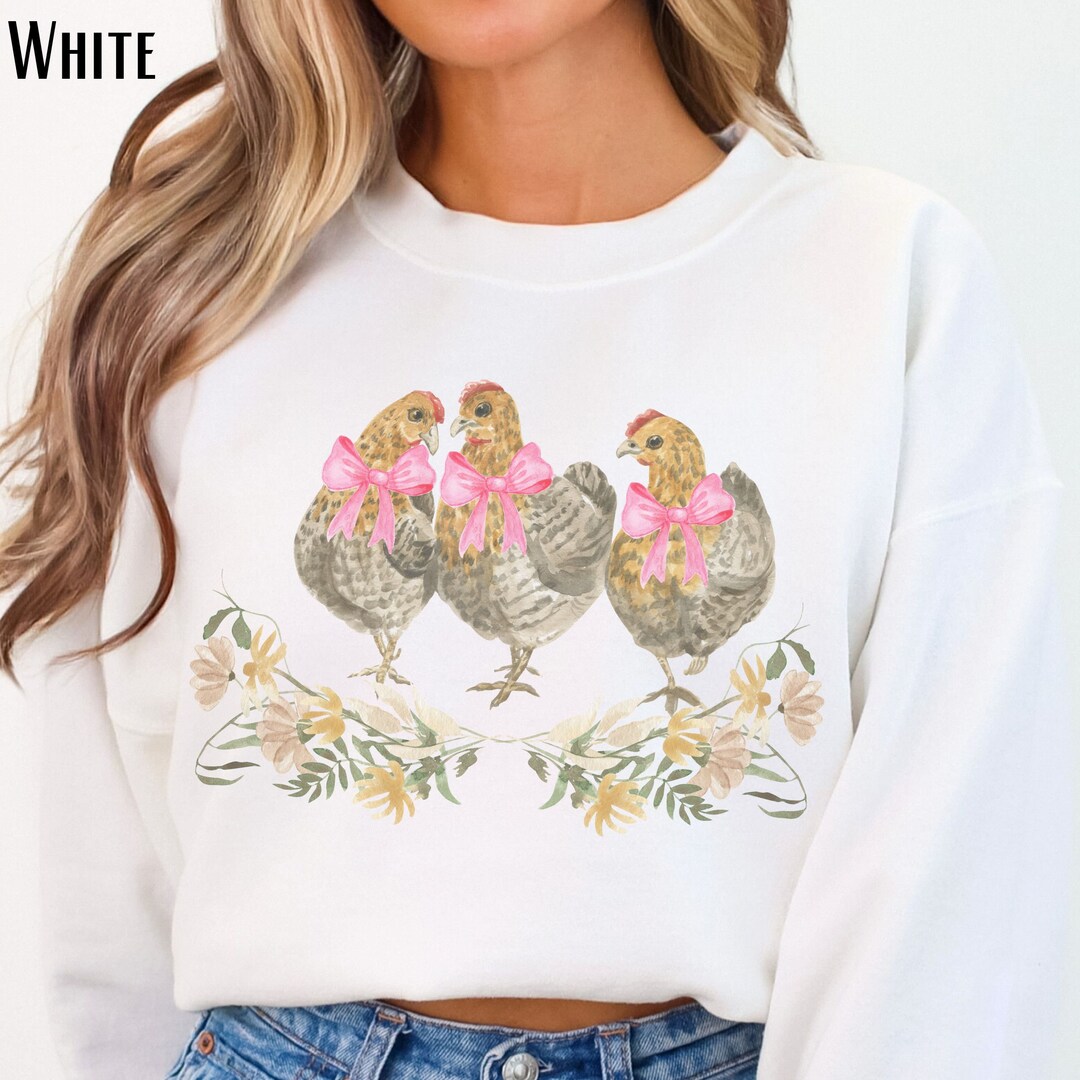 Coquette Chicken Sweatshirt Cute Soft Girl Era Hen Sweater Preppy ...