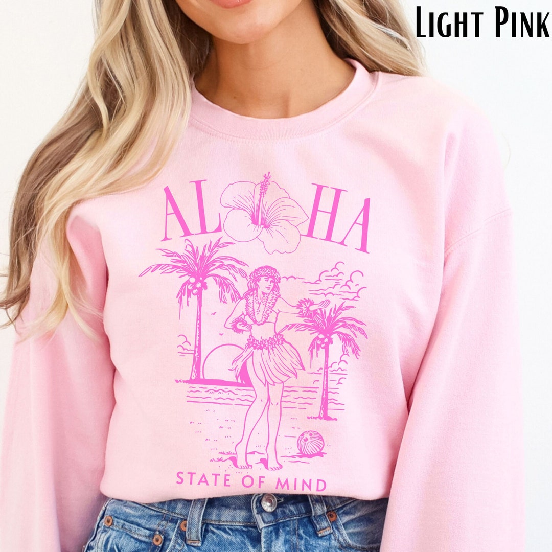 Aloha Hula Girl Sweatshirt Retro Hawaii Sweater Cute Beachy Hibiscus ...