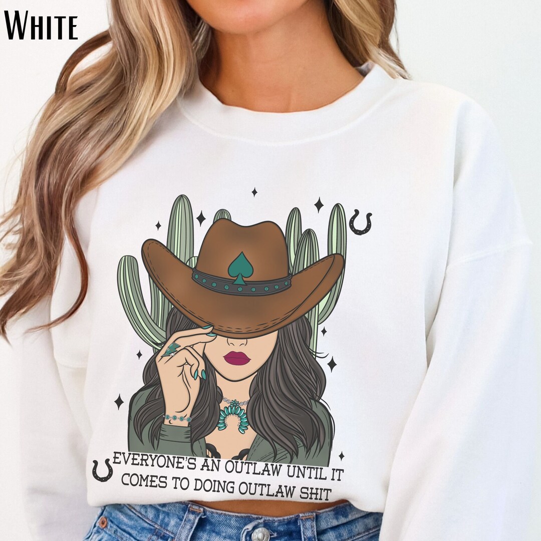 Outlaw Cowgirl Sweatshirt Cute Retro Rodeo Sweater Cowboy Western ...
