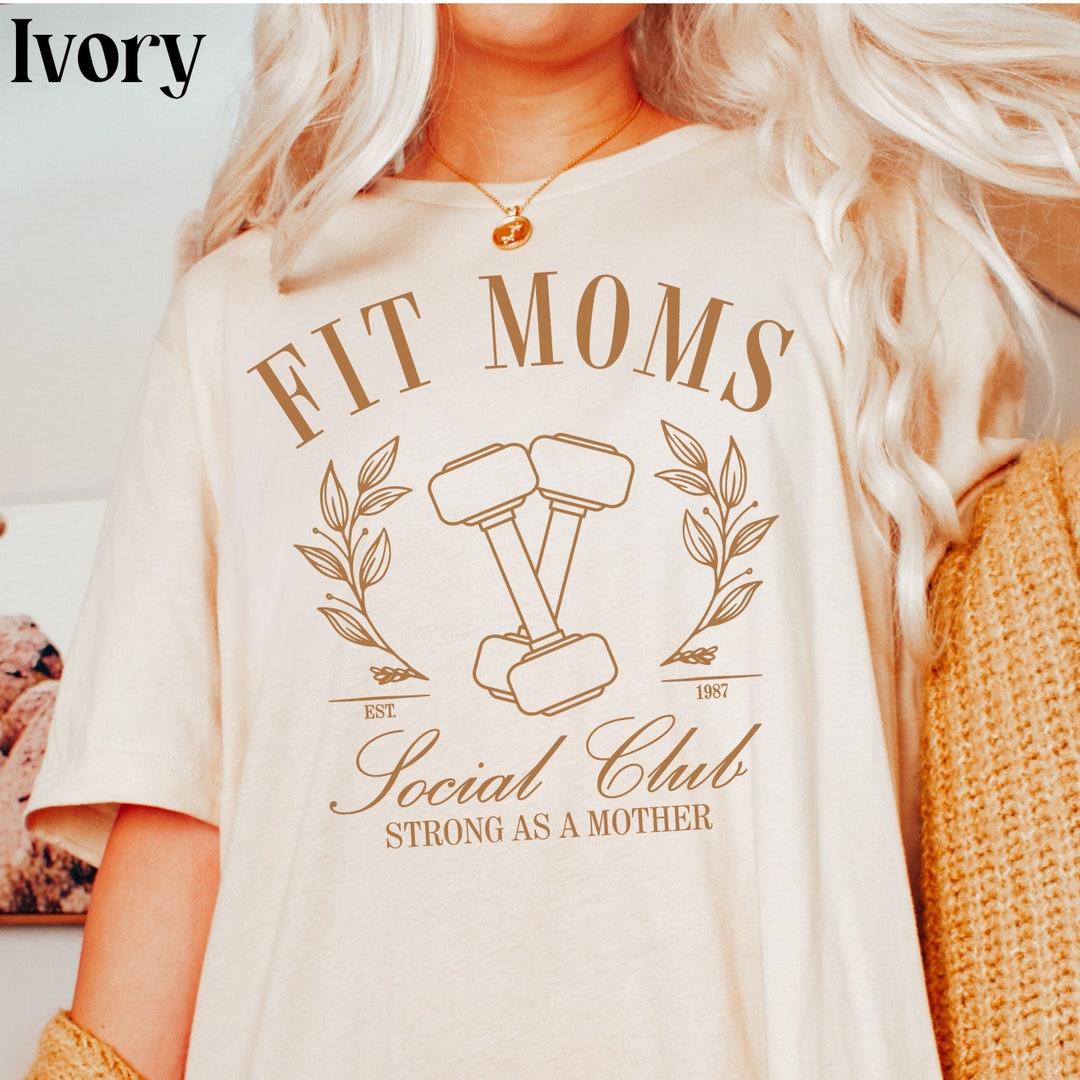 Fit Moms Club Shirt Funny Workout Tshirt Cute Gym Mama Social Hour Tee ...