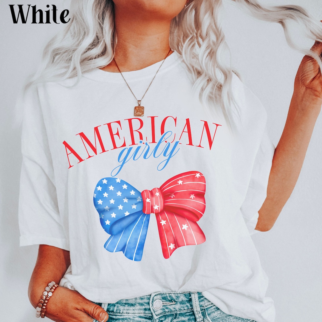 American Girly Shirt Cute 4th of July Tshirt Coquette Bow Patriotic ...