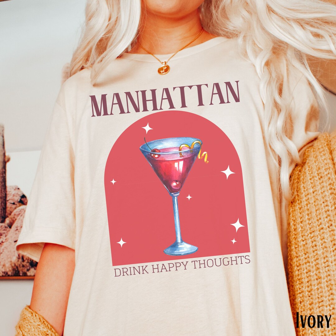Manhattan Shirt Retro Cocktail Tshirt Funny Social Hour Girls Club Tee ...