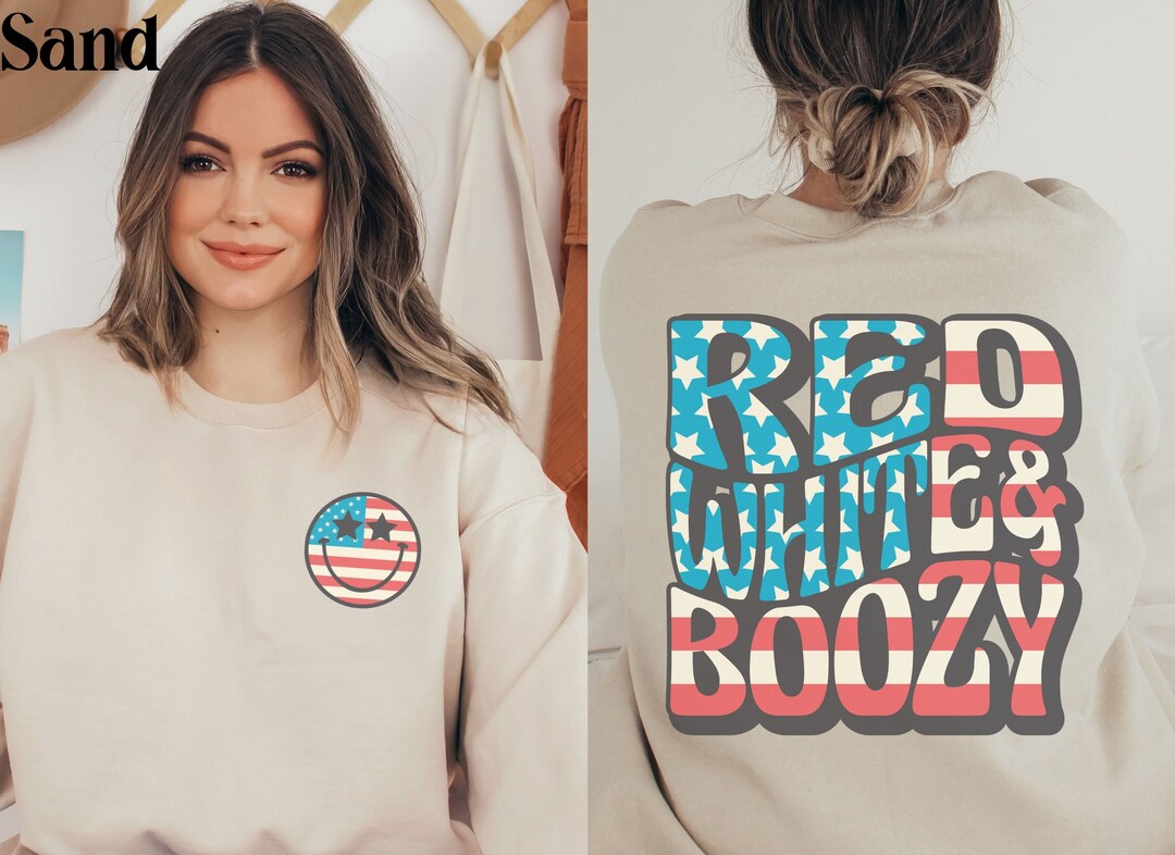 Red White and Boozy Sweatshirt Funny 4th of July Sweater Retro ...