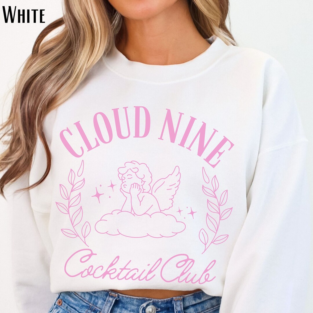 Cloud Nine Cocktail Club Sweatshirt Cute Angel Sweater Preppy Social ...