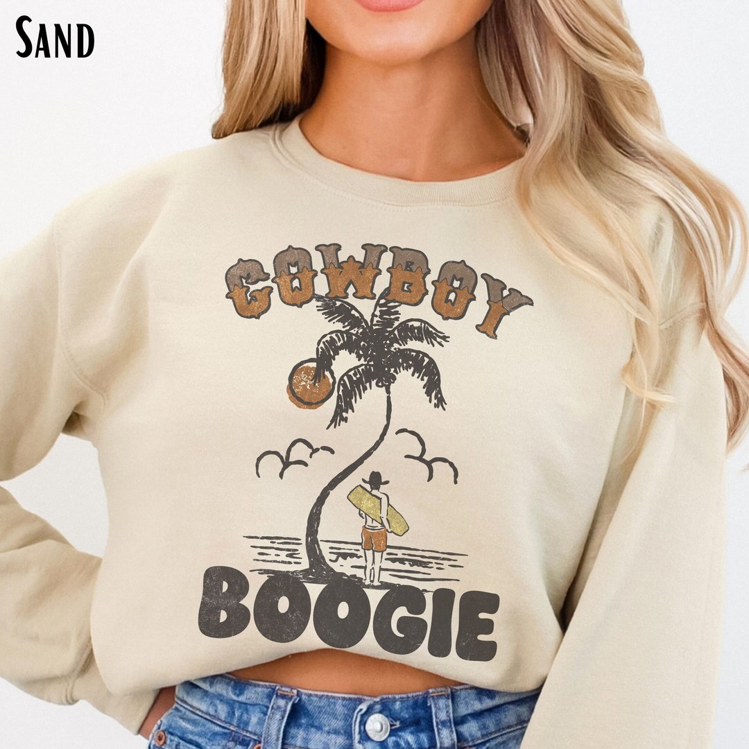Cowboy Boogie Sweatshirt Cute Beachy Cowgirl Sweater Retro Country ...