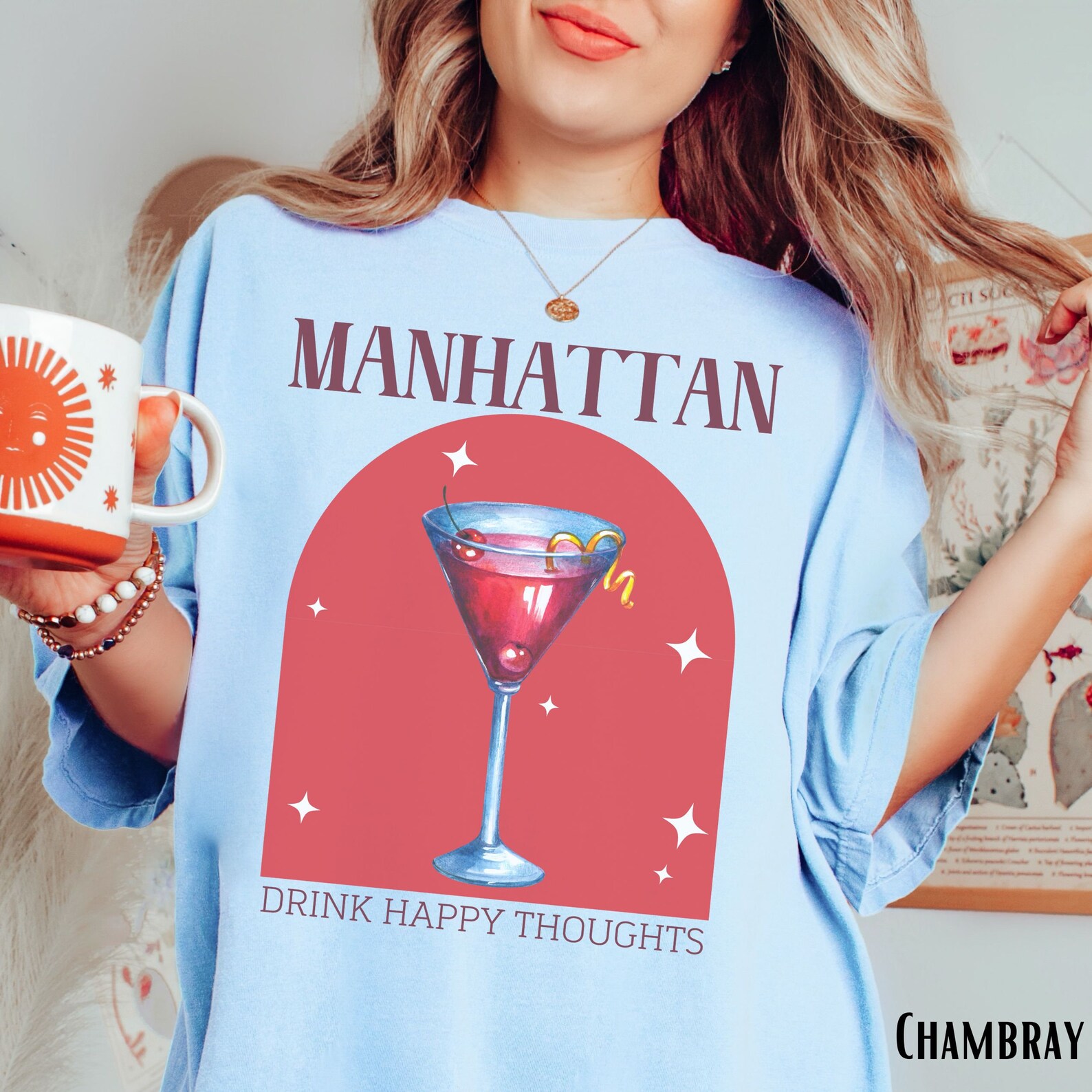 Manhattan Shirt Retro Cocktail Tshirt Funny Social Hour Girls Club Tee ...