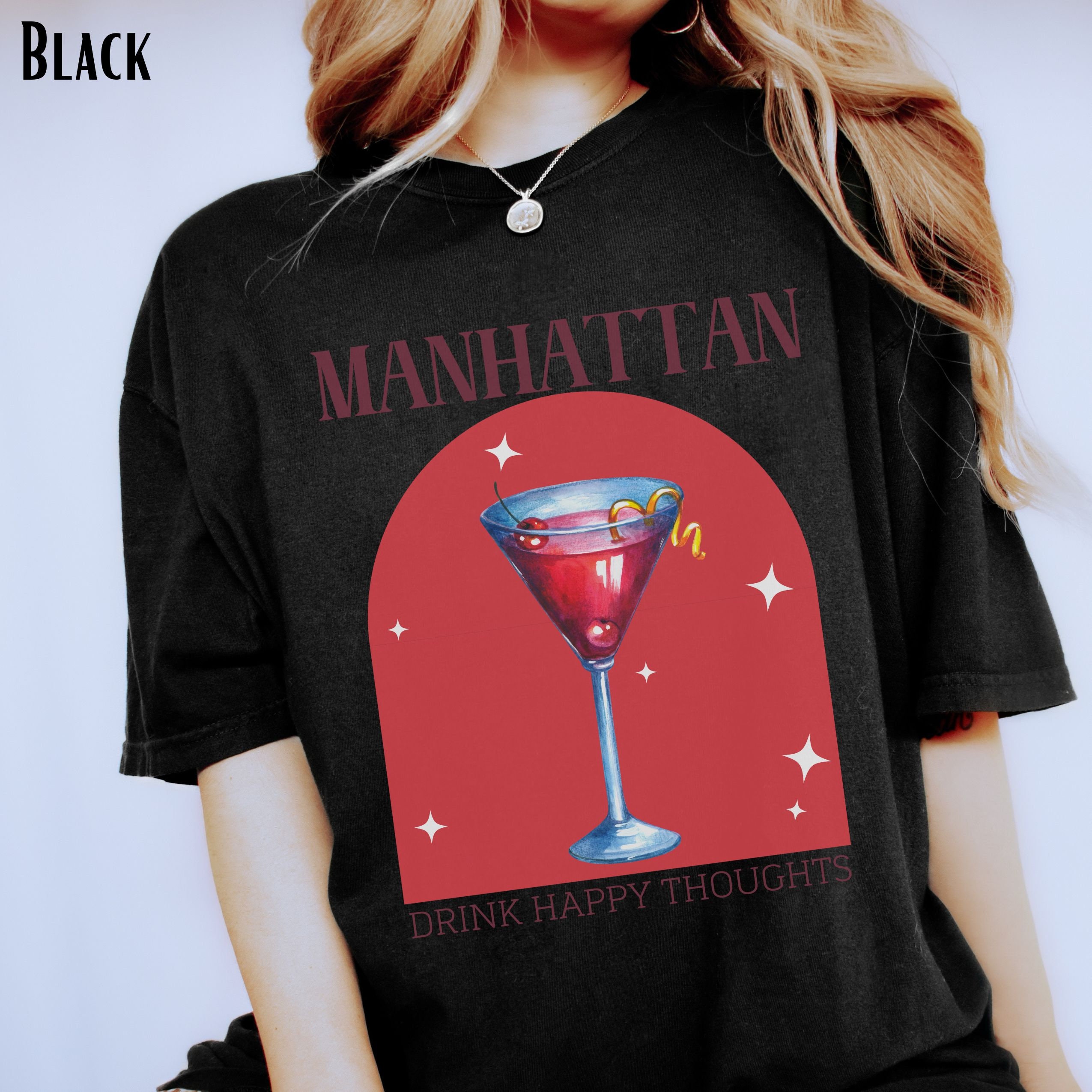 Manhattan Shirt Retro Cocktail Tshirt Funny Social Hour Girls Club Tee ...
