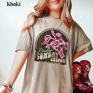 Rowdy Cowboy Saloon Shirt Cute Vintage Cowgirl Tshirt Retro Country ...