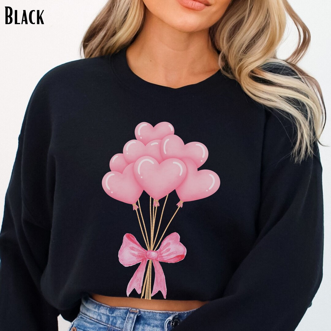 Coquette Heart Balloons Sweatshirt Cute in My Soft Girl Era Bow Sweater ...