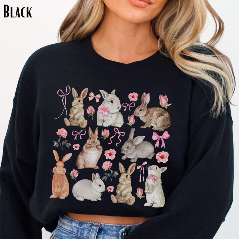 Coquette Bunny Sweatshirt Cute Soft Girl Era Bunnies Sweater Preppy ...