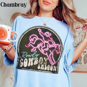 Rowdy Cowboy Saloon Shirt Cute Vintage Cowgirl Tshirt Retro Country ...