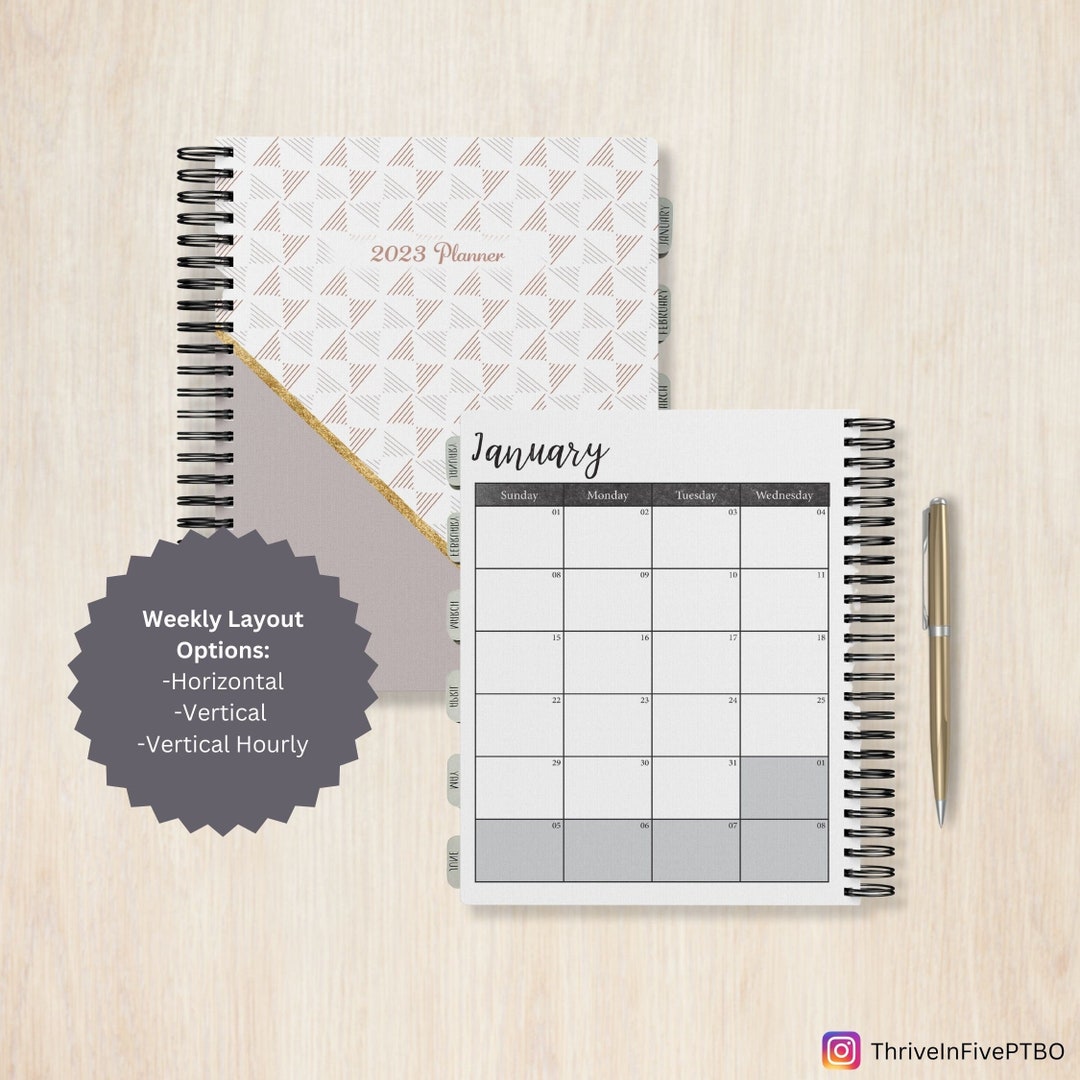 Dated Weekly Planner Customizable Layout and Cover Geometric - Etsy