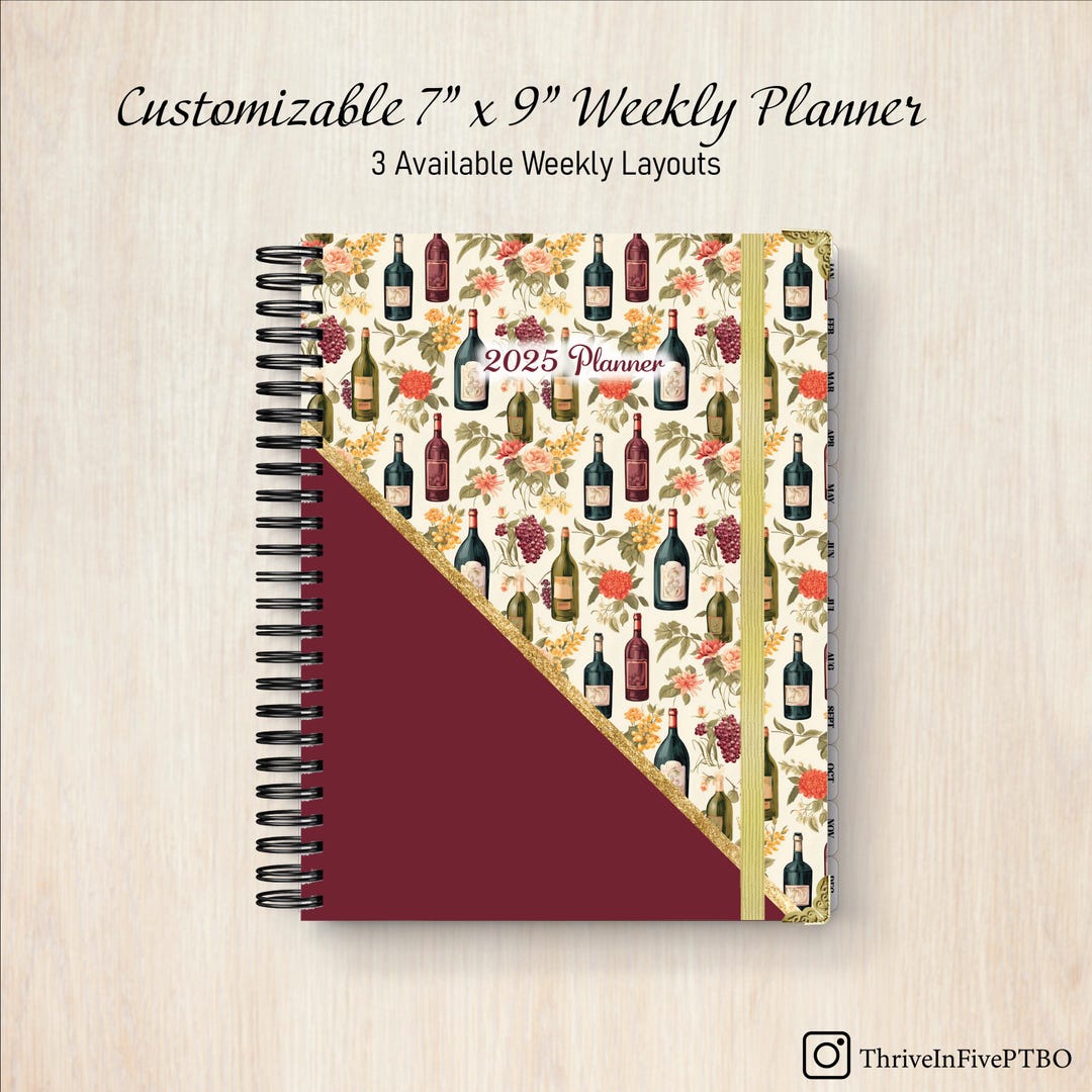 2025 Dated Weekly Planner | Customizable Layout and Cover | Wine - Etsy