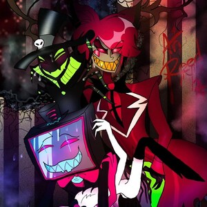 Dibujo de Hazbin Hotel con Angel Dust, Vox, Zestial y Alistor / Sexy ...