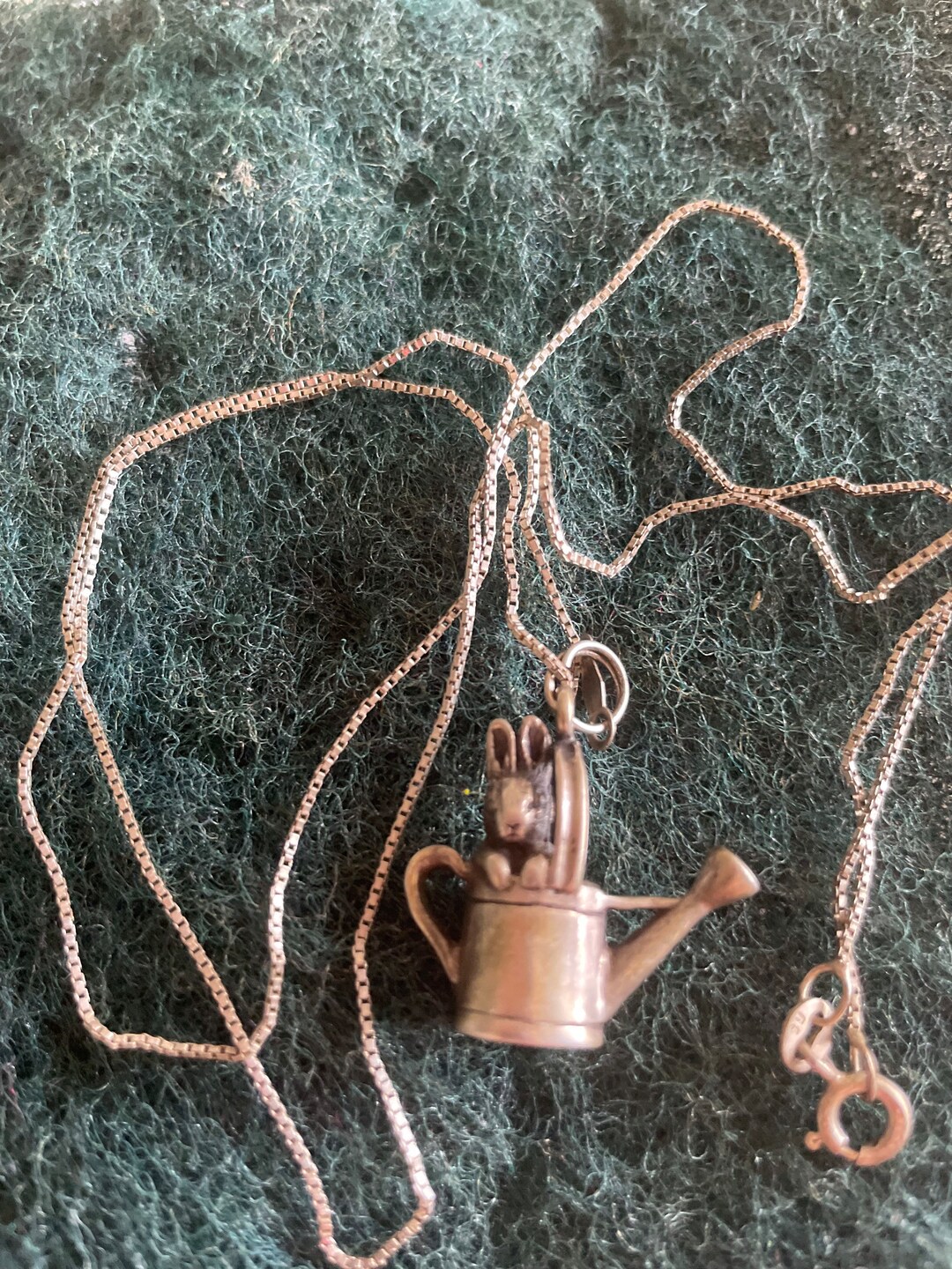 Sterling Peter Rabbit in Watering Can Necklace - Etsy