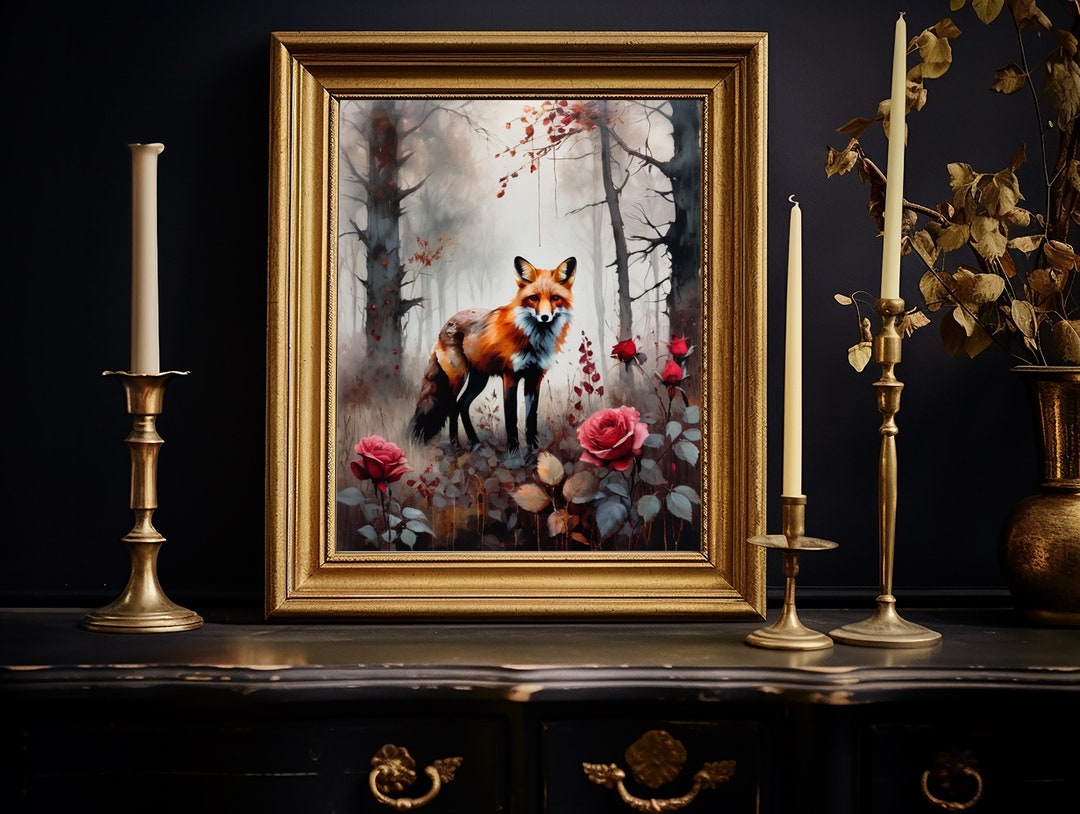Red Fox Digital Download, Cottagecore Fox Art Print, Vintage Style ...