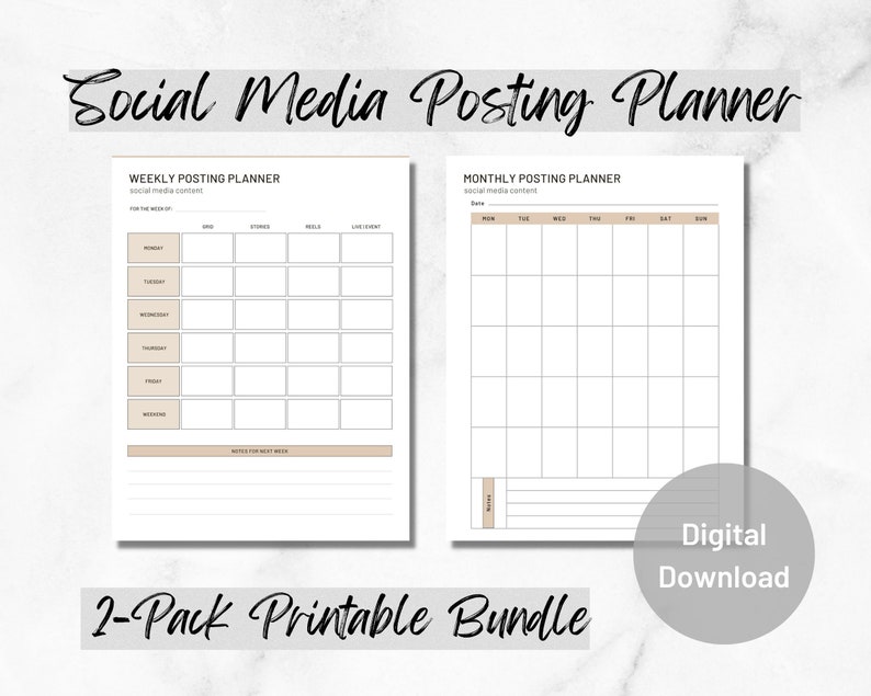 Printable Weekly Social Media Planner, Printable Social Media Planner ...