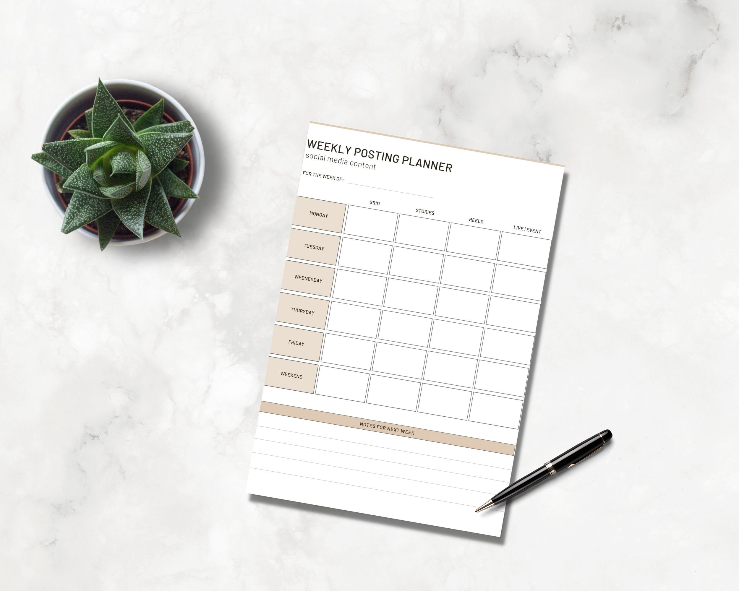 Printable Weekly Social Media Planner, Printable Social Media Planner ...