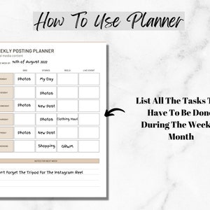 Printable Weekly Social Media Planner, Printable Social Media Planner ...