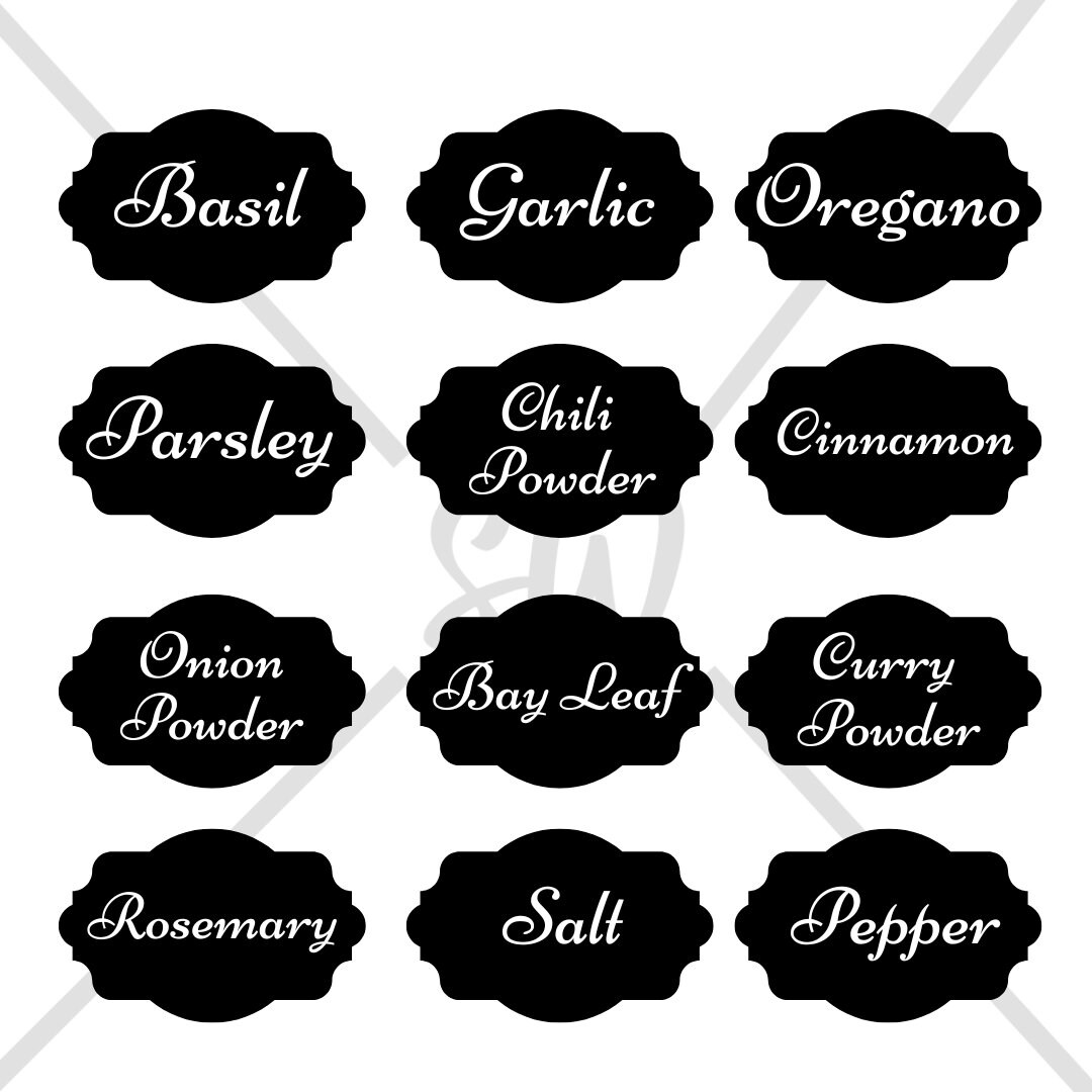 Spice Labels SVG Bundle Cut File for Cricut, Silhouette, Clipart ...