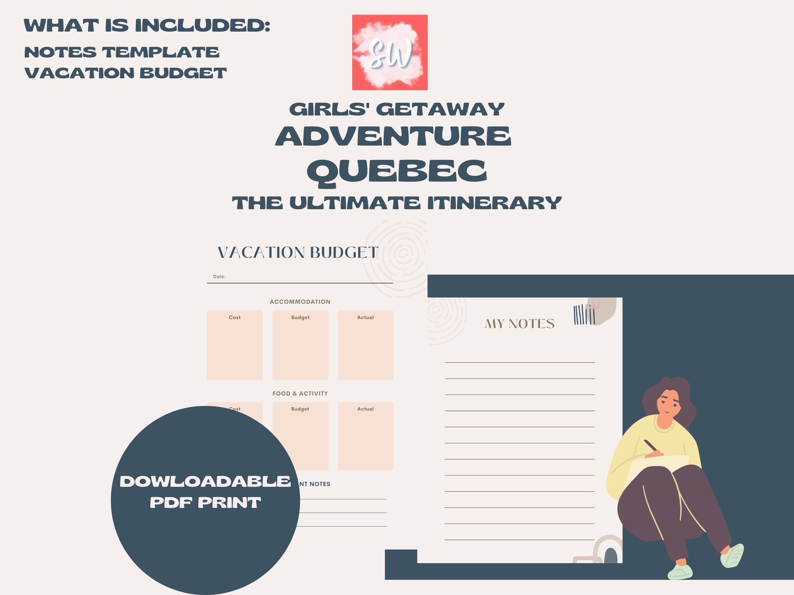 Quebec Adventure Travel Itinerary: Editable Brochure Template (digital ...